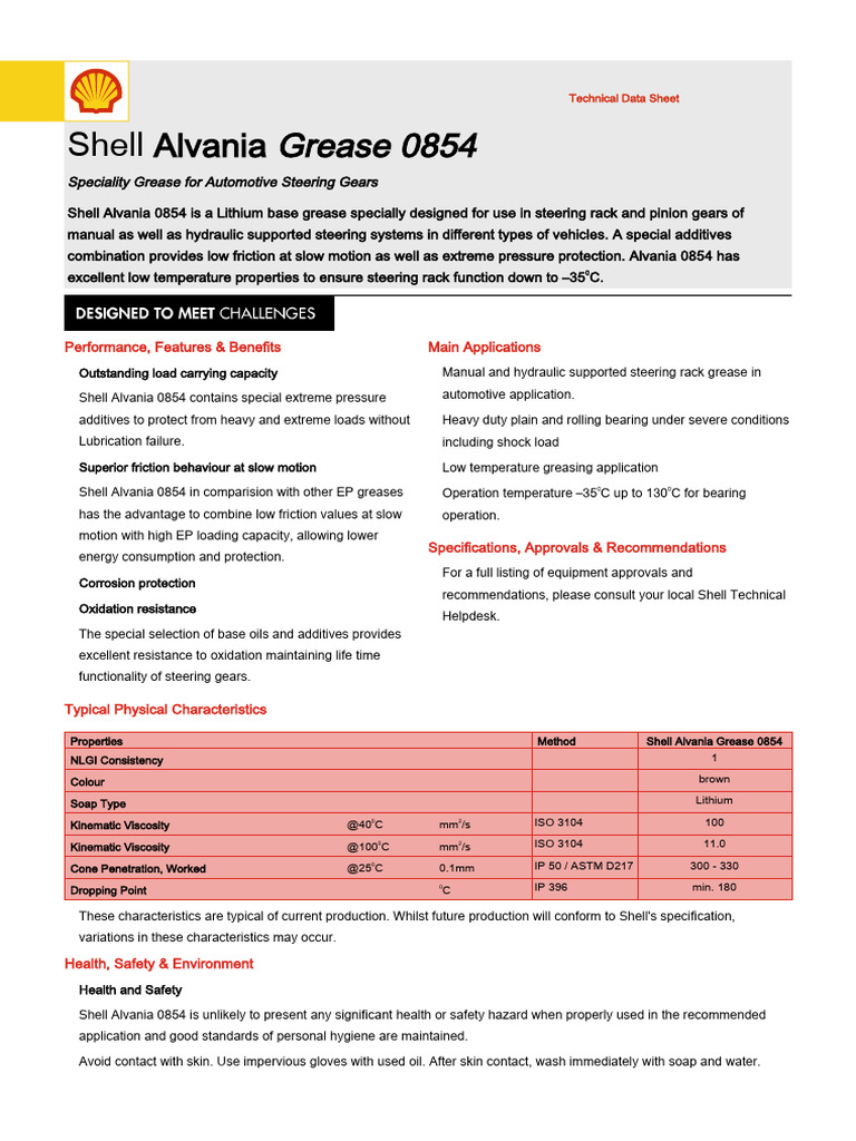 Shell Alvania Grease 0854: Performance, Features & Benefits Main ...