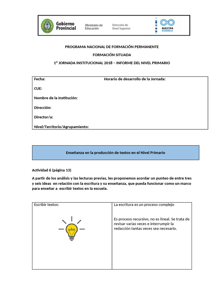 Informe Final Primera Jornada | PDF