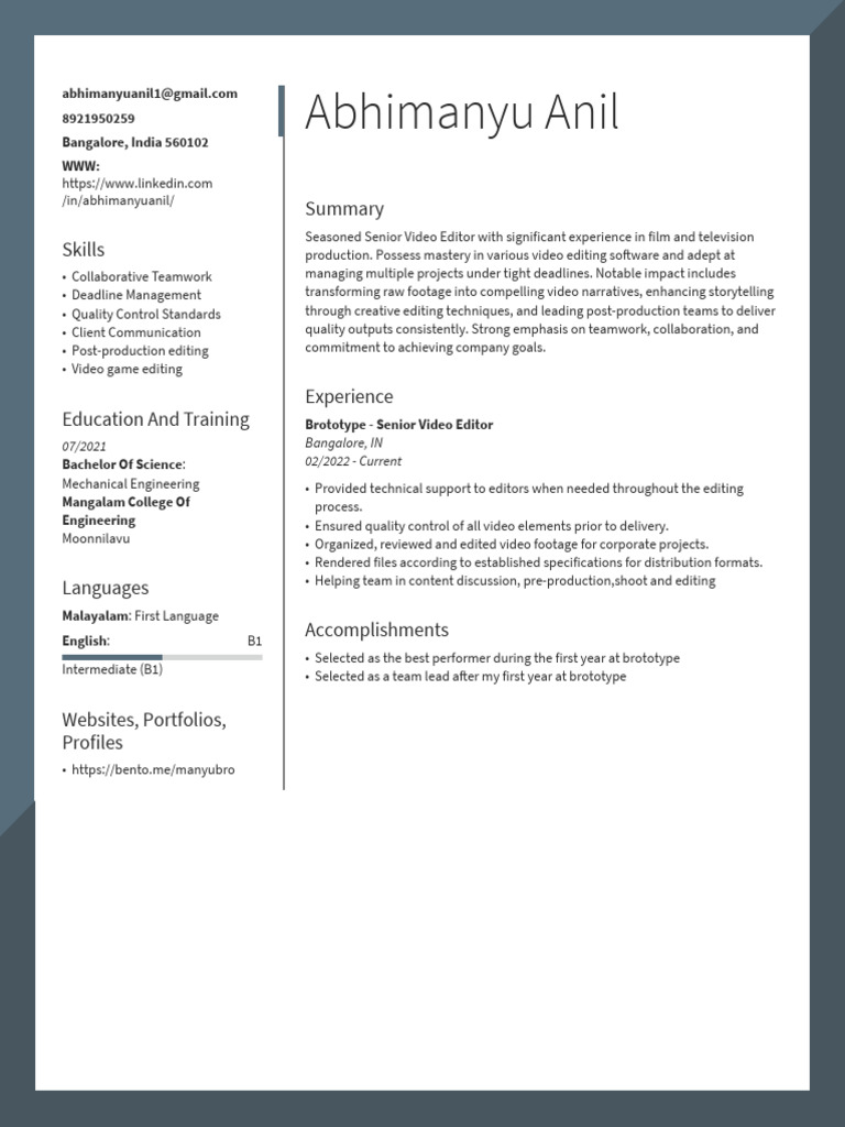 CVAbhimanyu Anil | PDF