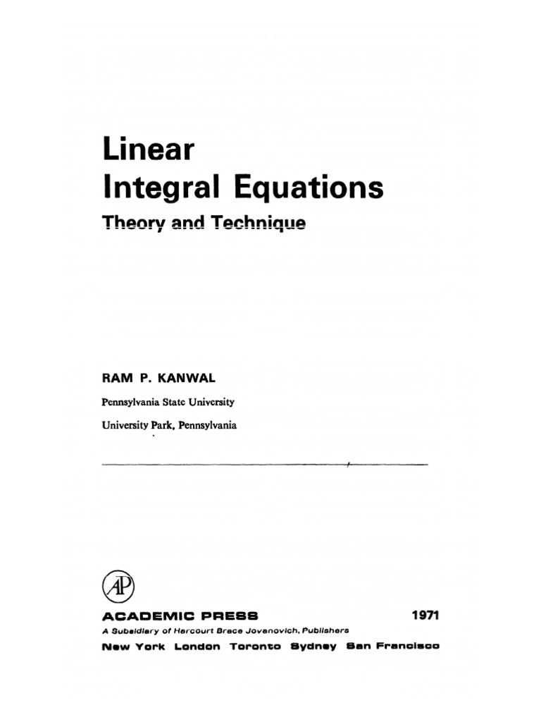 Kanwal Linear Integral Equations | PDF