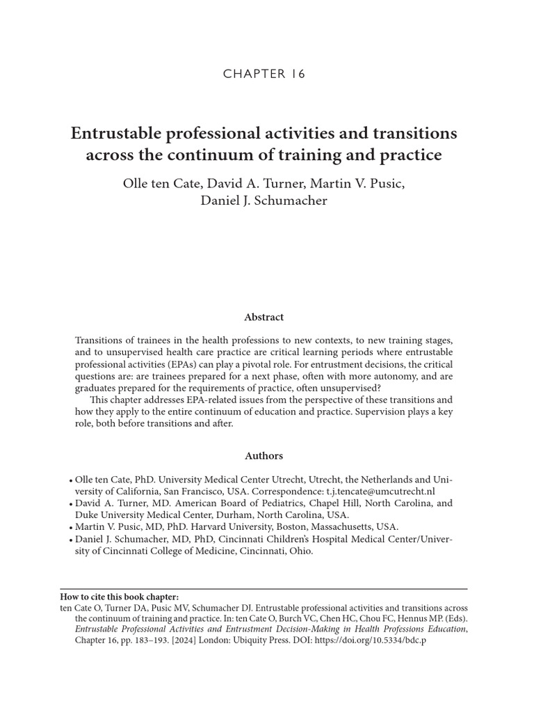 Entrustable Professional Activities and Transitions Across The ...