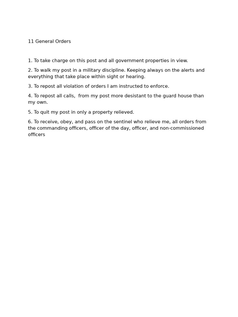 11 General Orders | PDF