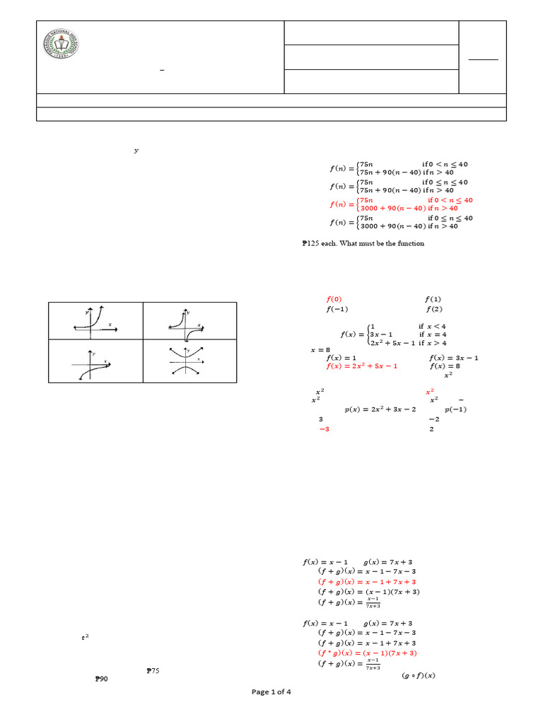 Answer Key - 3RD Quarter Prelims | PDF | Function (Mathematics) | Mathematics