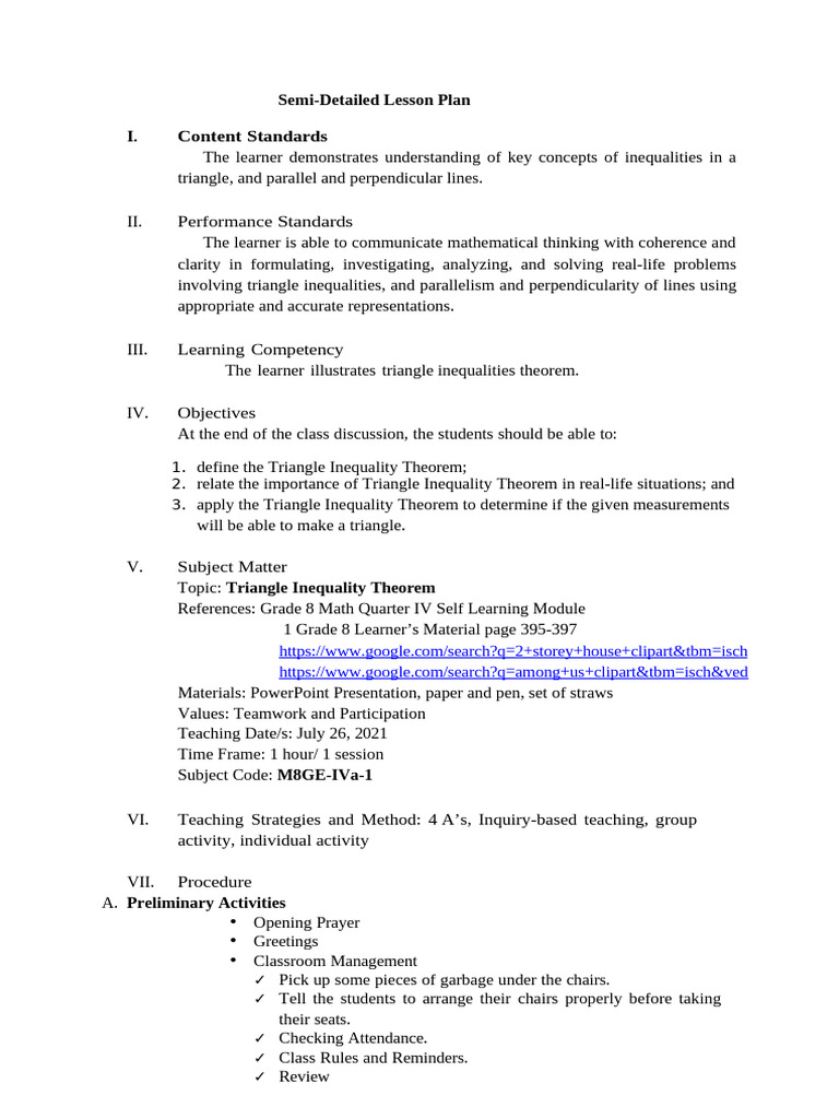 Triangle Inequality in Real Life Applications | PDF | Learning ...