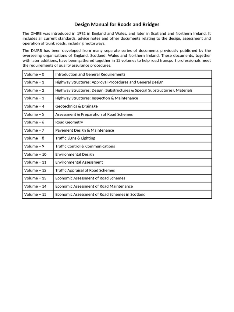 Design Manual For Roads and Bridges | PDF