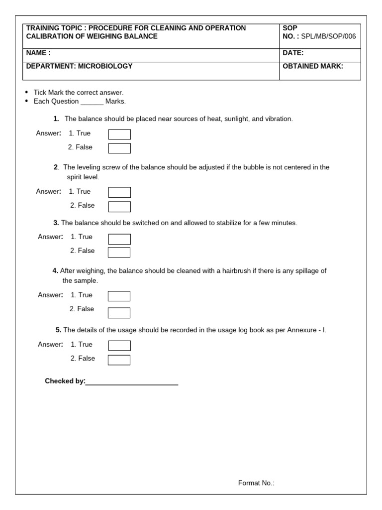 Weighing Balance Cleaning SOP | PDF