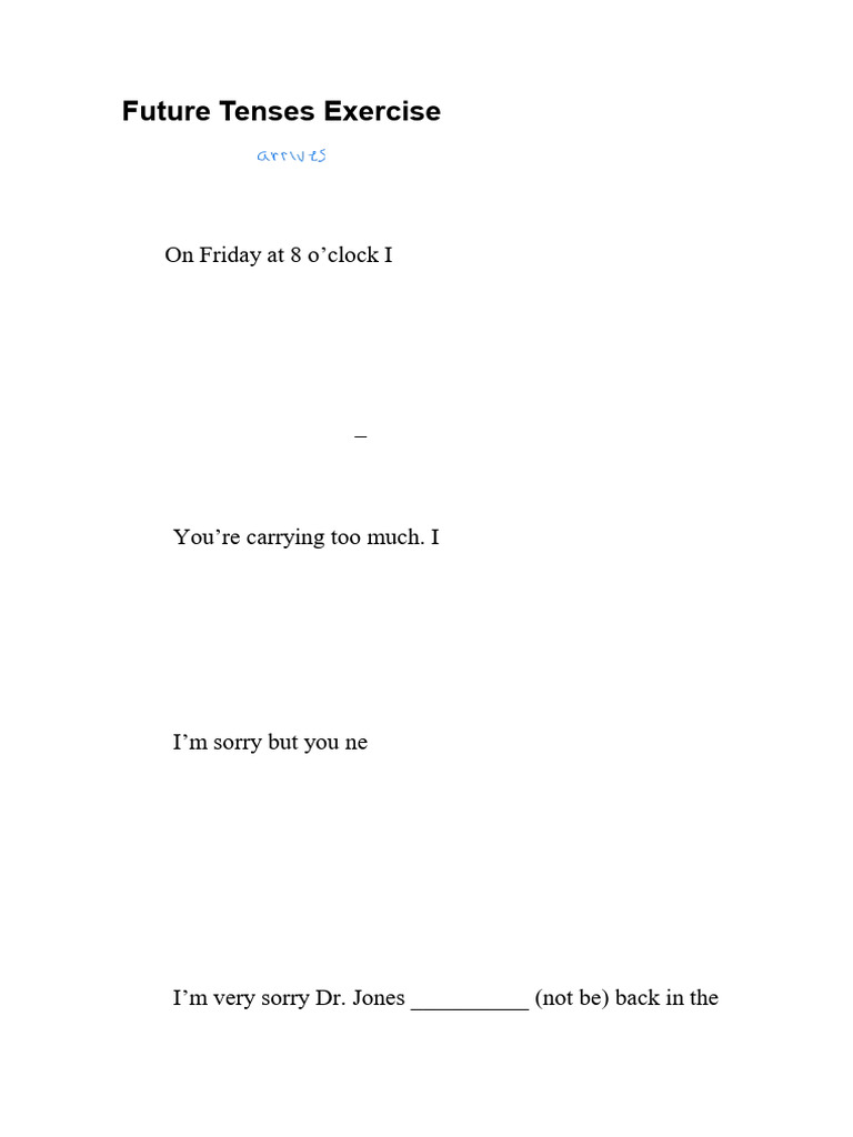 Future Tenses Practice Exercise | PDF