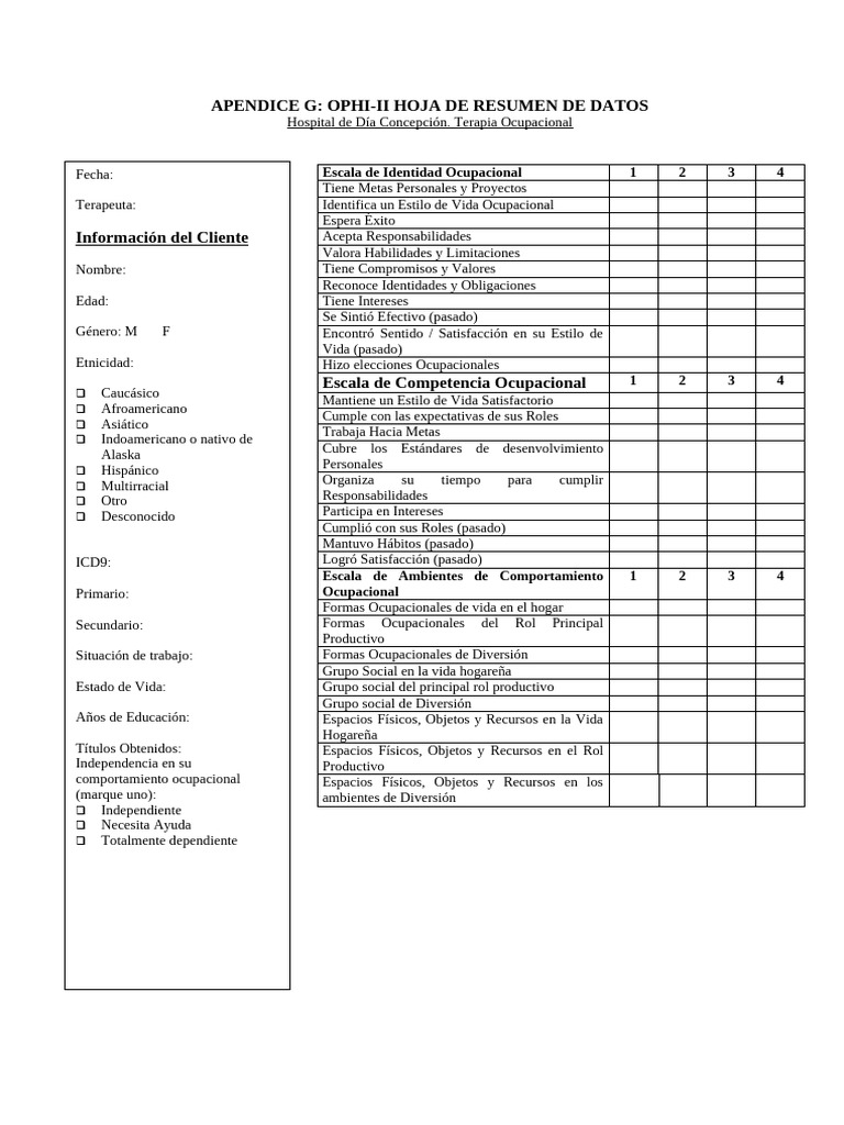 Resumen de Datos de Terapia Ocupacional | PDF | Terapia ocupacional ...