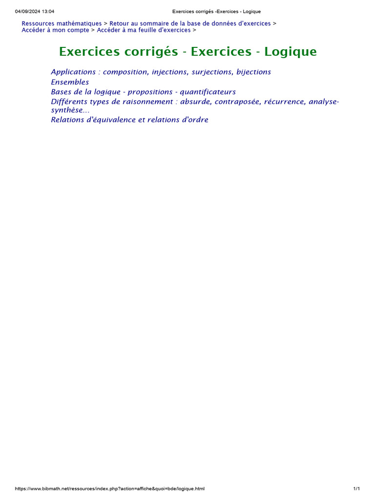 Exercices Corrigés -Exercices - Logique | PDF