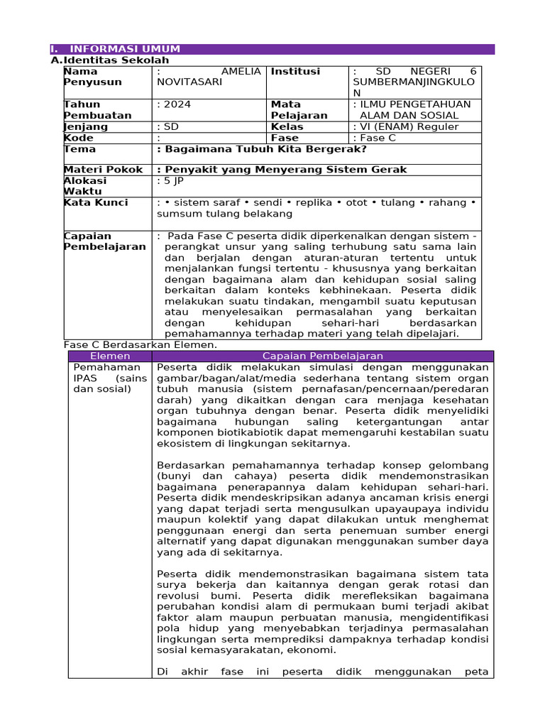 CONTOH MODUL AJAR | PDF