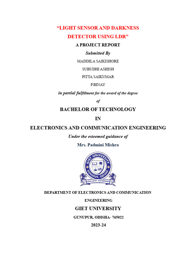 Light Sensor and Darkness Detector Using LDR | PDF | Light Emitting ...