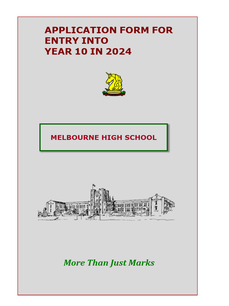 Melbourne High Year 10 Application 2024 | PDF