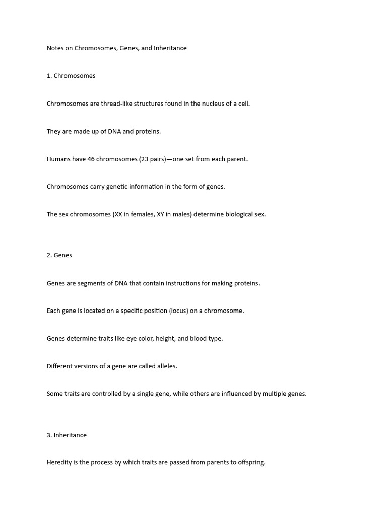 Chromosomes, Genes, and Inheritance Explained | PDF
