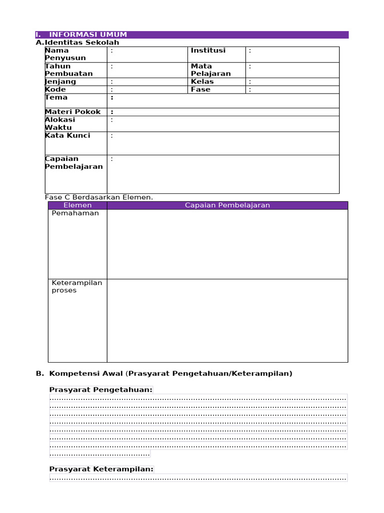 FORMAT MODUL AJAR | PDF