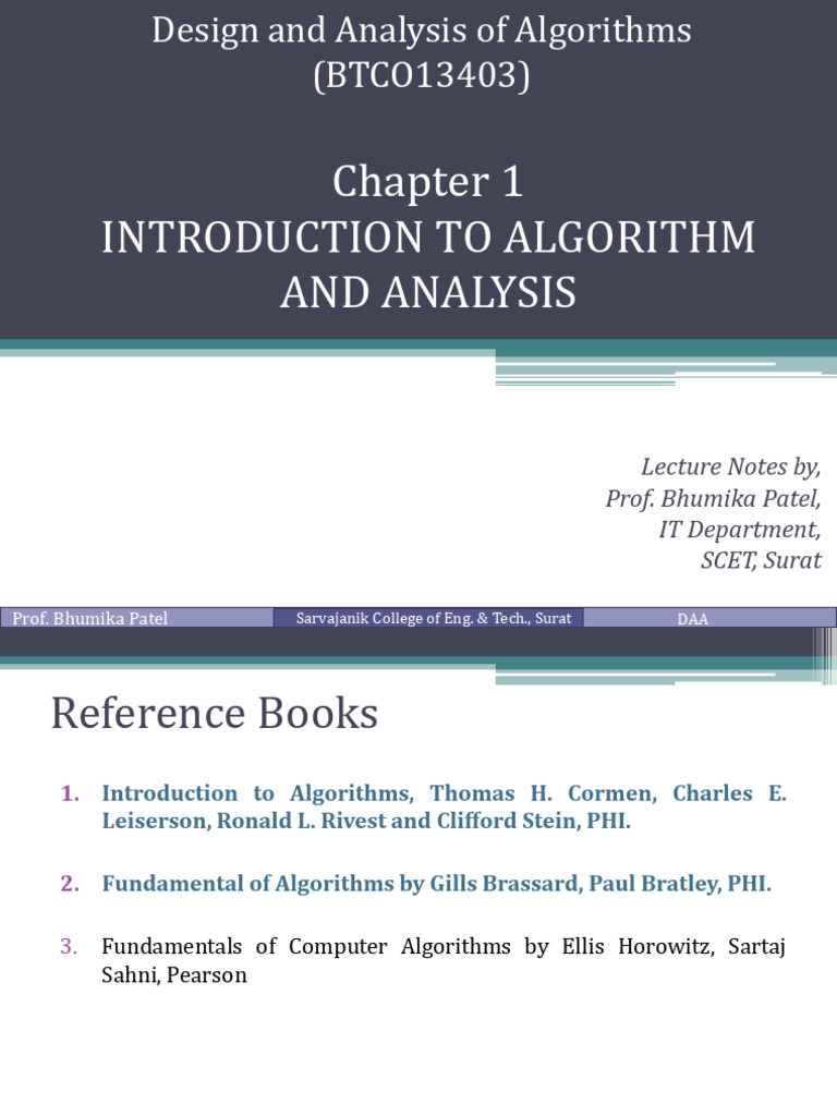 CH - 1 - Introduction To Algorithm and Analysis - BP | PDF | Mathematical Logic | Applied ...