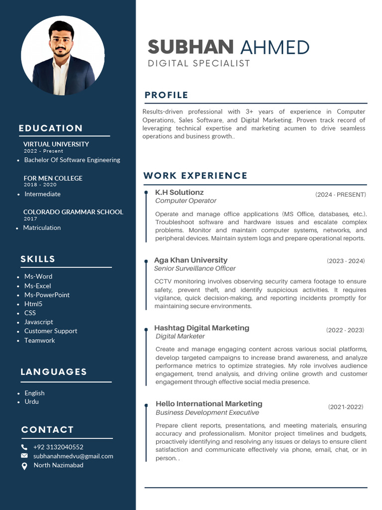 Subhan Updated CV | PDF | Digital Marketing | Closed Circuit Television