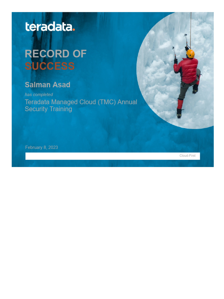 Teradata manage CLoud Annual Security Training | PDF