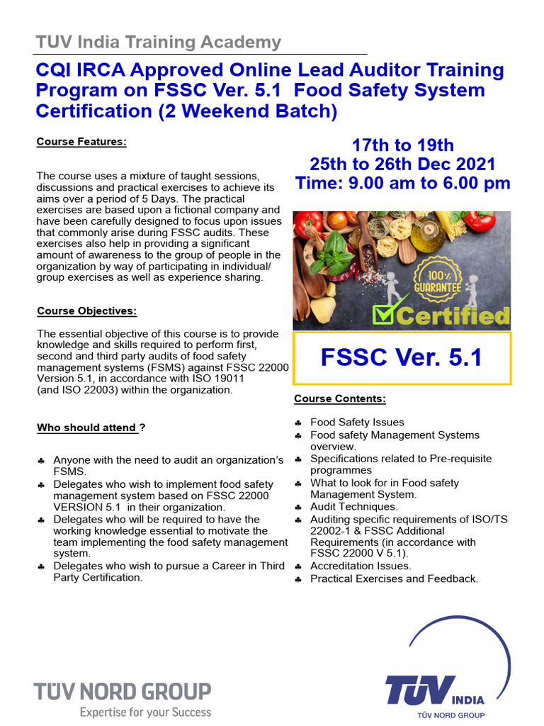 17th To 19th 25th To 26th Dec 2021 CQI IRCA Approved Online Lead ...