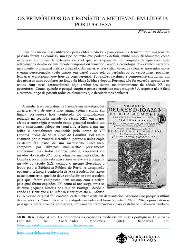Cronística Medieval Portuguesa: Origens | PDF | Portugal | Idade Média