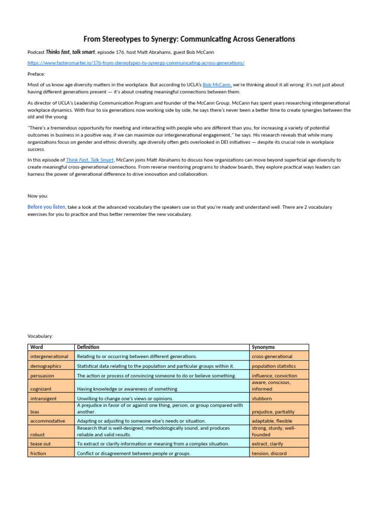From Stereotypes to Synergy - handout | PDF | Bias | Persuasion