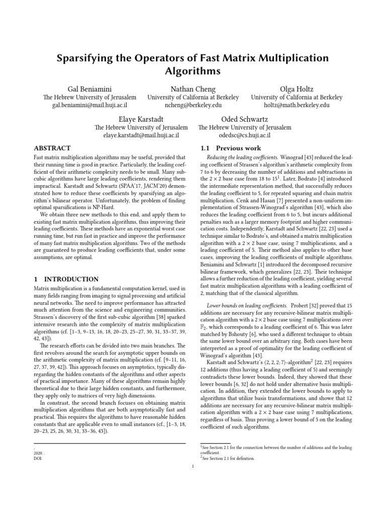 Read Various Algorithms Listed | PDF | Matrix (Mathematics) | Multiplication