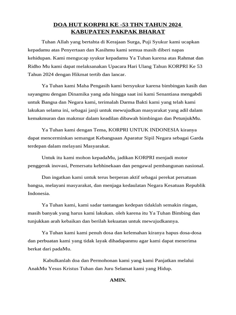 DOA HUT KORPRI KE | PDF