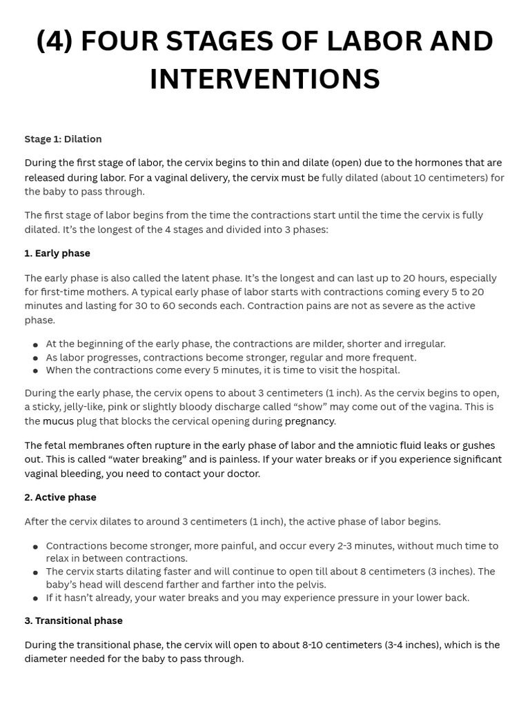 (4) FOUR STAGES OF LABOR AND INTERVENTIONS_20240307_030911_0000 | PDF ...