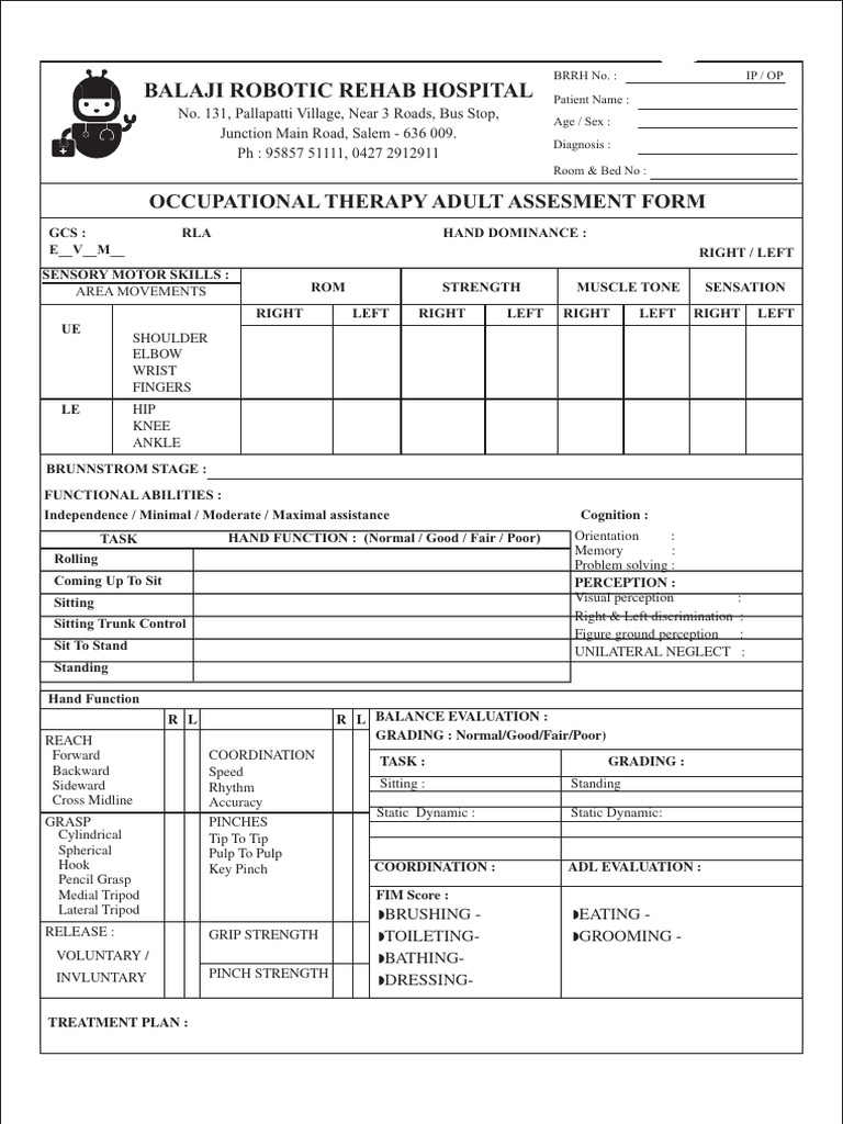 Occupational Therapy Evaluation | PDF | Hand | Nervous System