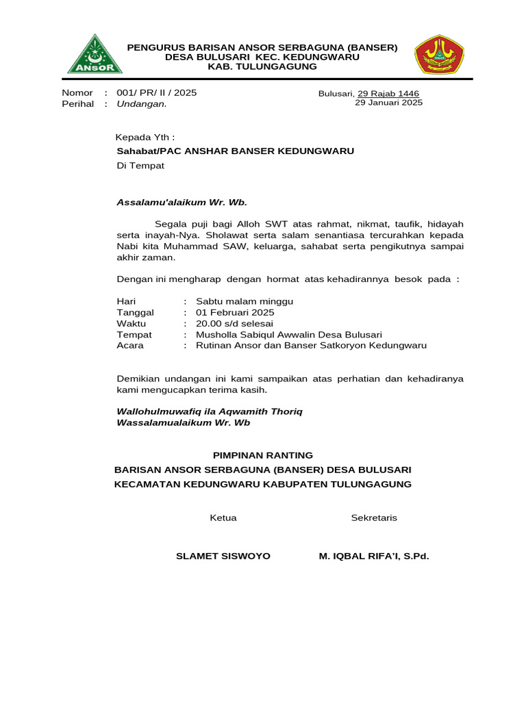 Undangan Banser | PDF