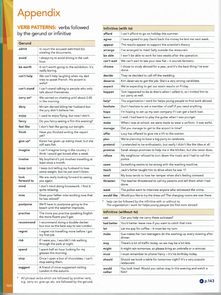 Verb Patterns And Irregular Verbs | PDF