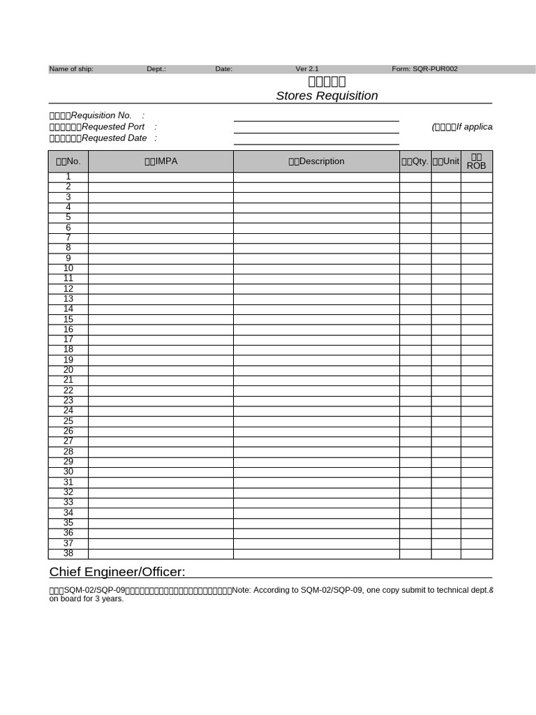 Ship Stores Requisition Form | PDF