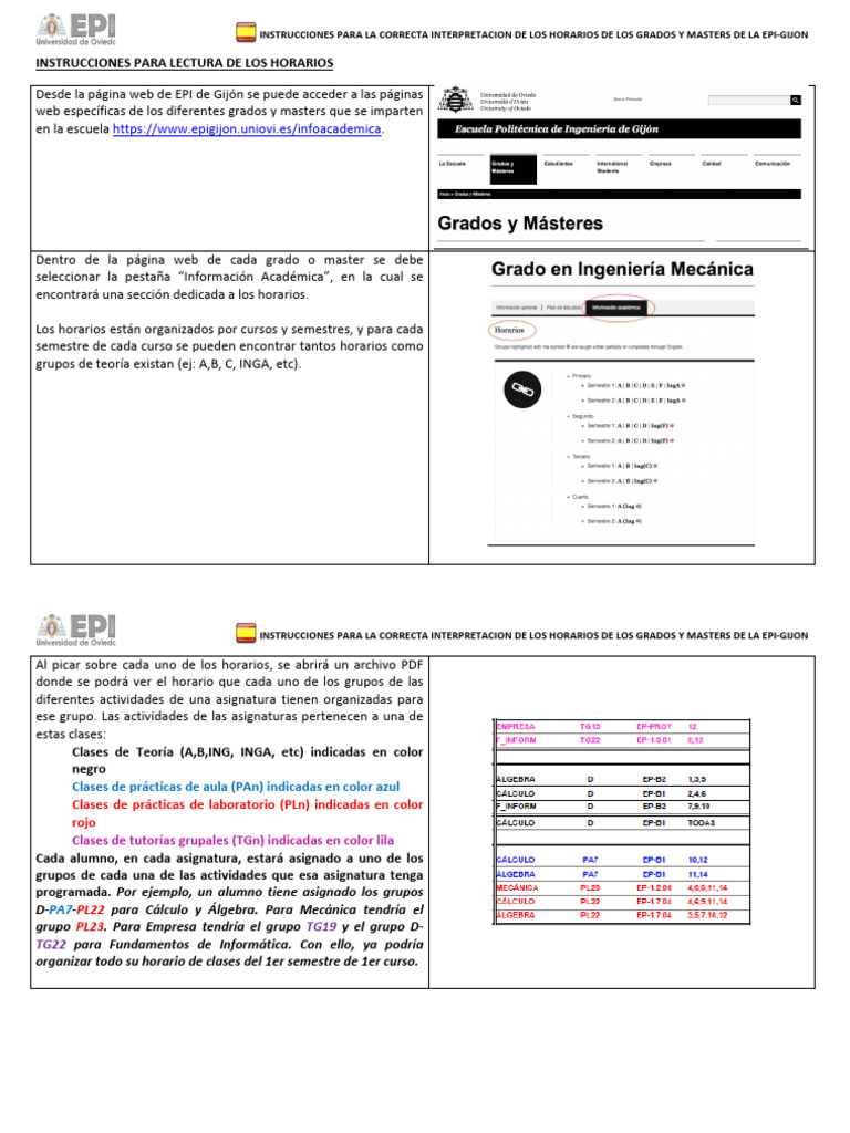 Horarios Grados y Masters EPI Gijón | PDF | Informática