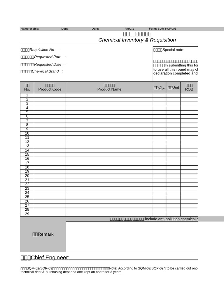 Chemical Inventory Requisition Form | PDF