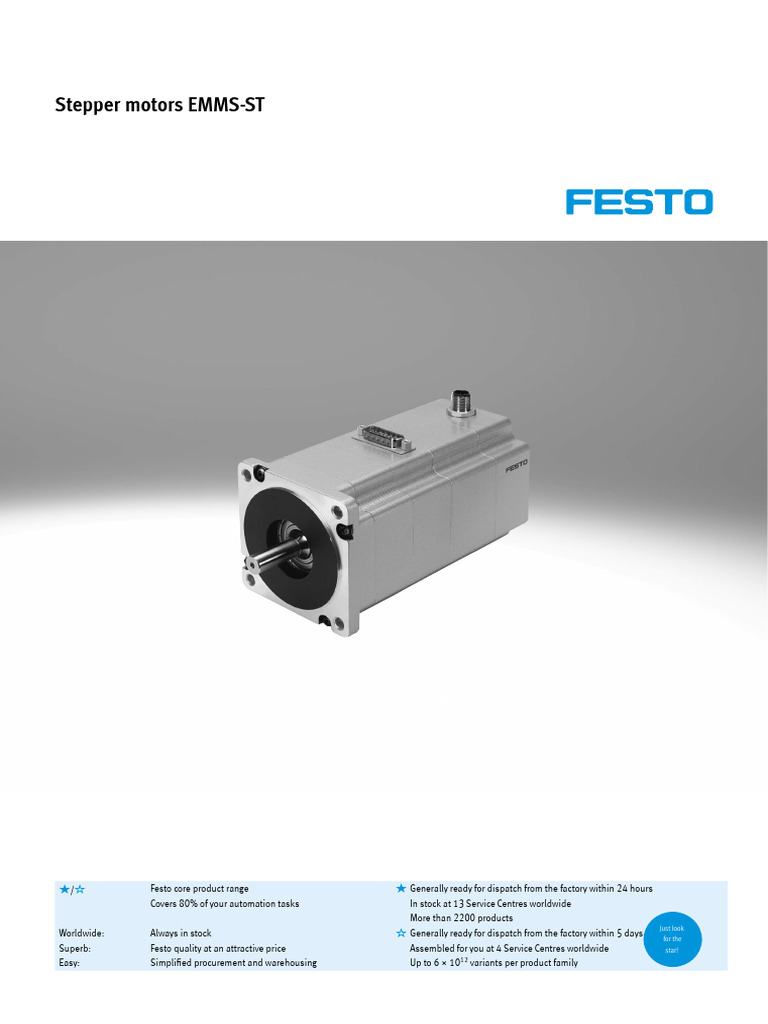 Stepper Motors EMMS-ST FESTO | PDF | Electric Motor | Manufactured Goods
