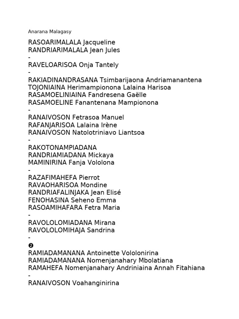 Anarana Malagasy | PDF