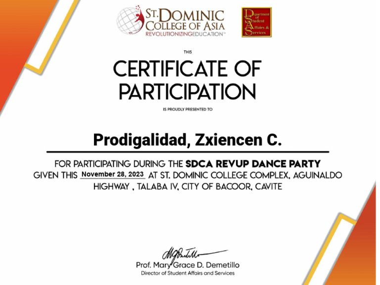 Sdca Revup Dance Party 2023 Evaluation Cert | PDF