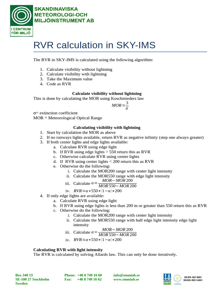 RVR Calculation in SKY-IMS | PDF | Algorithms | Applied Mathematics