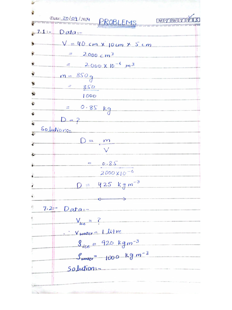 Physics Chapter 7 Exercise Numericals | PDF