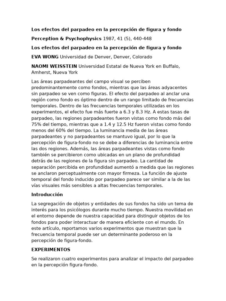 Efectos del parpadeo en figura y fondo | PDF | Percepción | Frecuencia