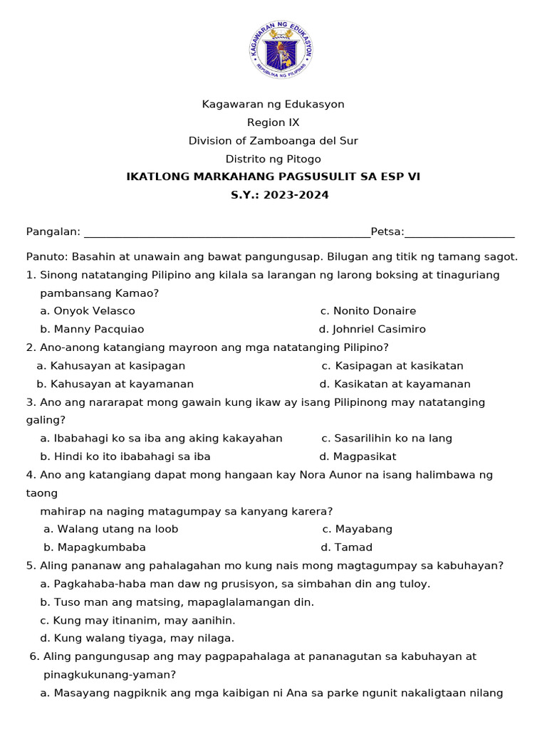 Q3 Esp6 With Tos | PDF