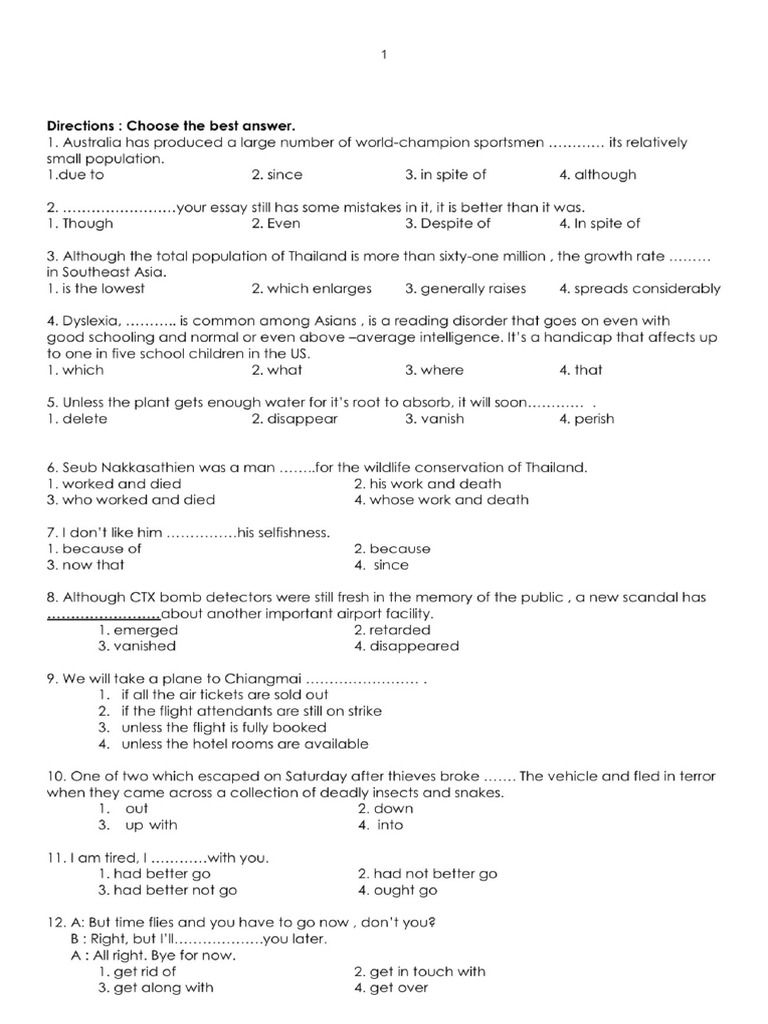 Grammar Master Test | PDF