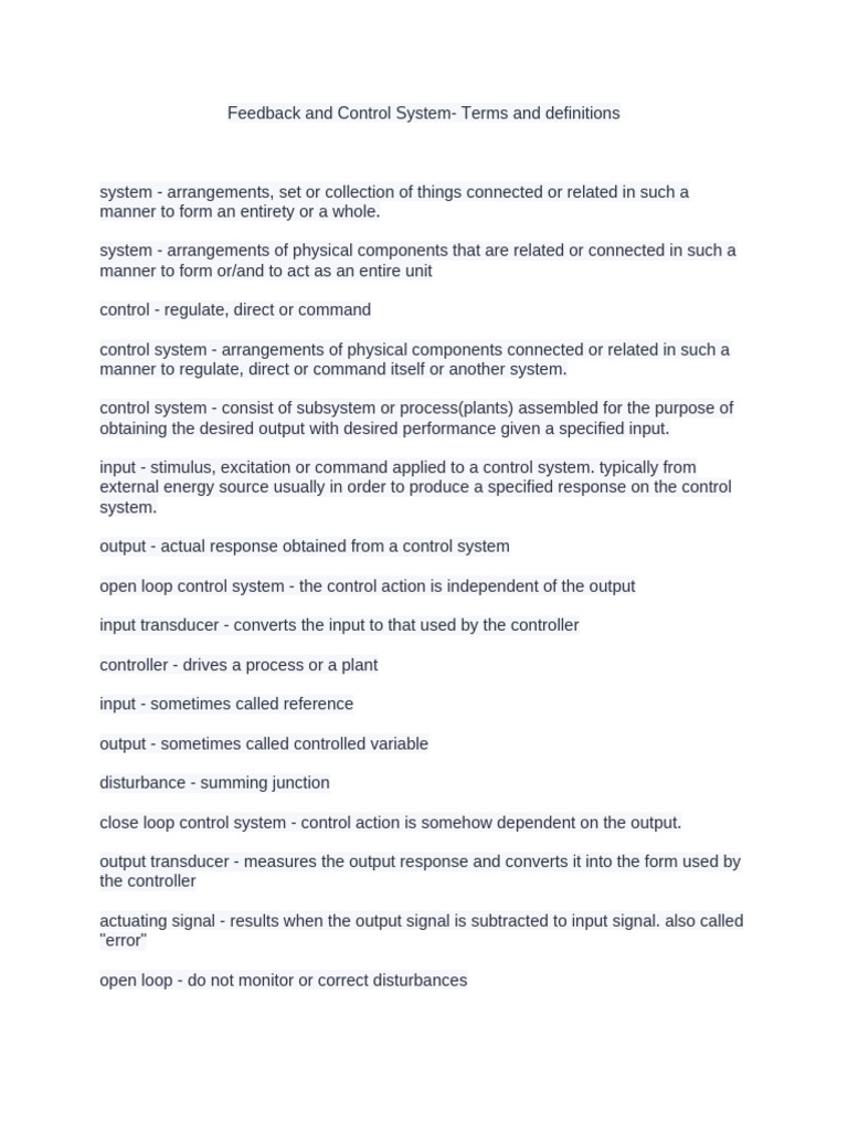 Control Systems: Key Terms & Concepts | PDF | Damping | Control Theory