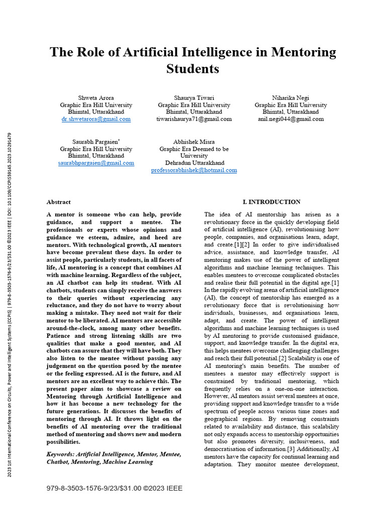 AI Mentorship: Transforming Student Support | PDF | Mentorship ...