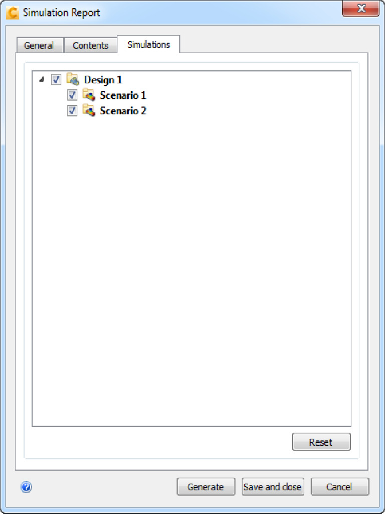 Report Generator Simulations Tab | PDF