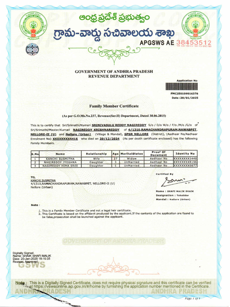 Family Member Nsr | PDF