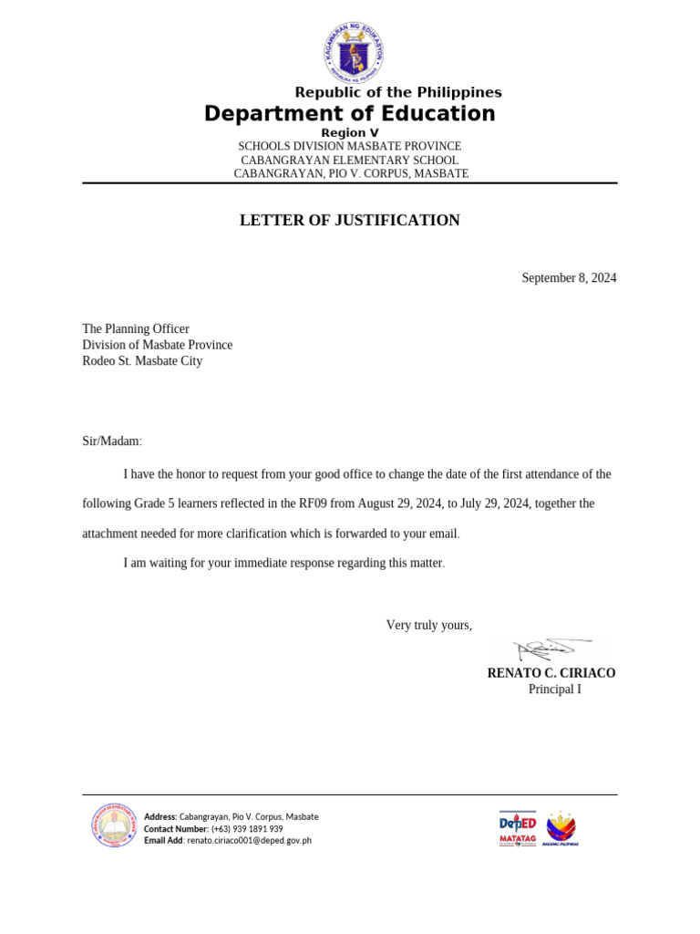 Justification Letter | PDF