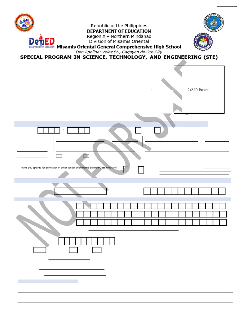 Ste Application Form - S.Y. 2024-2025 | PDF