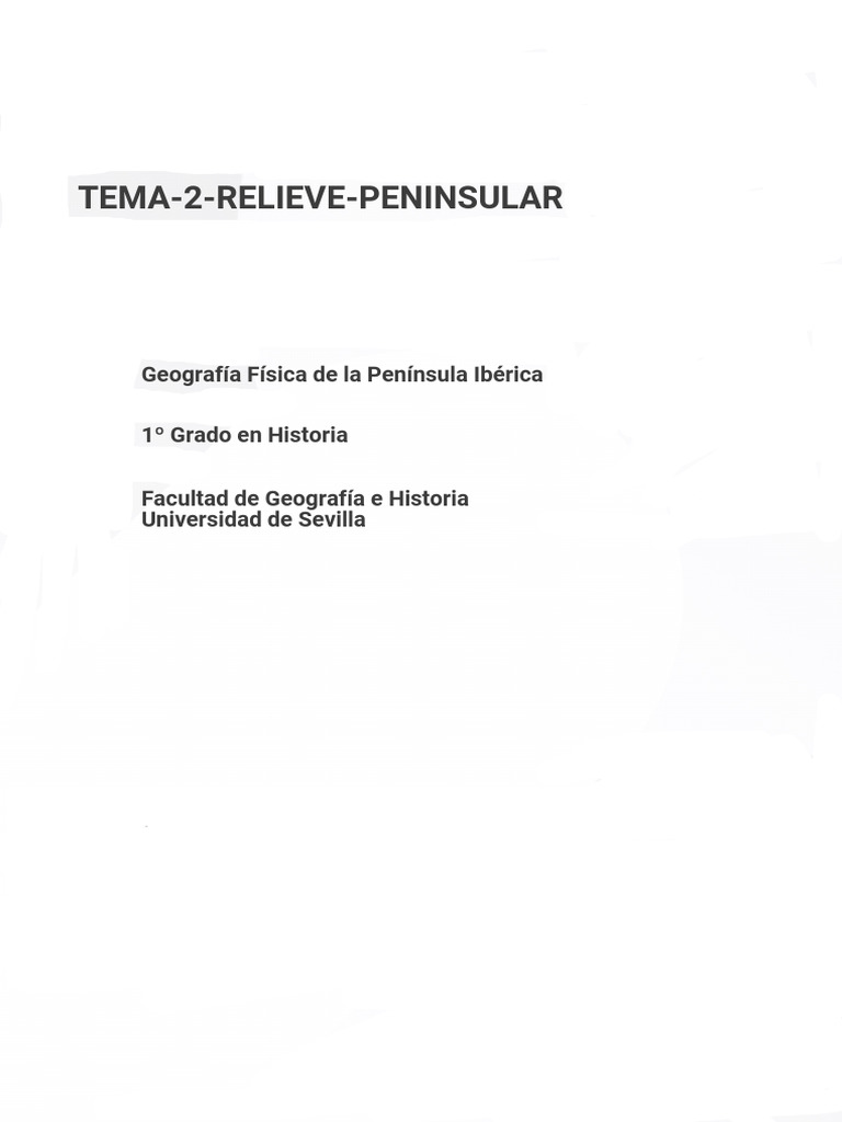 Tema 2 Relieve Peninsular | PDF | Roca (geología) | Terreno