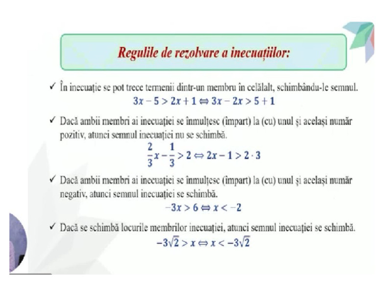 Reguli Pentru Inecuatii | PDF