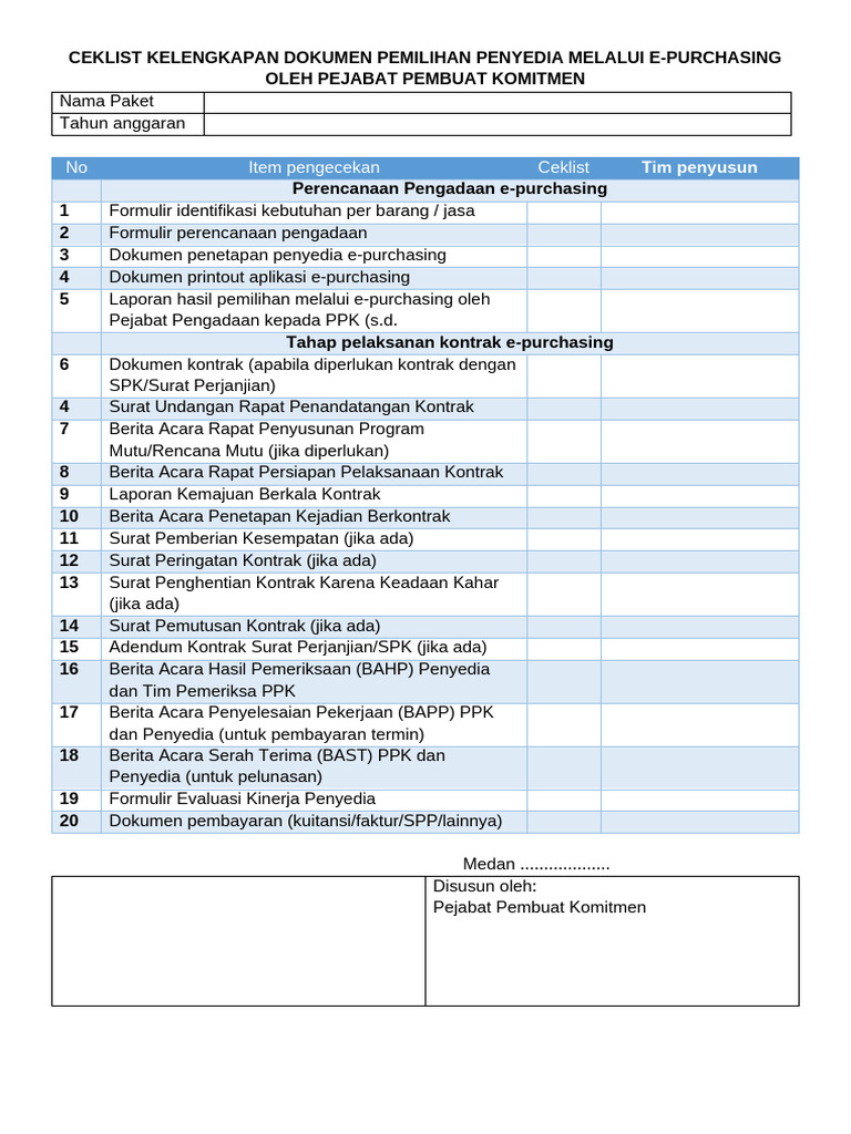 Ceklist E-Purchasing PPK | PDF